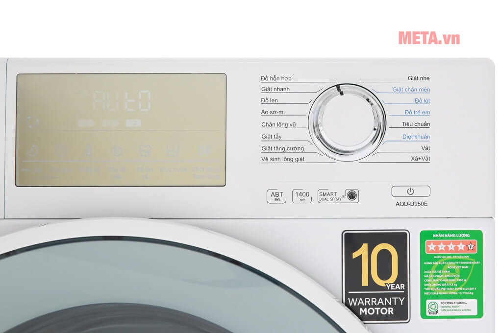 Máy giặt Aqua inverter 9.5 kg AQD-D950E.W - META.vn