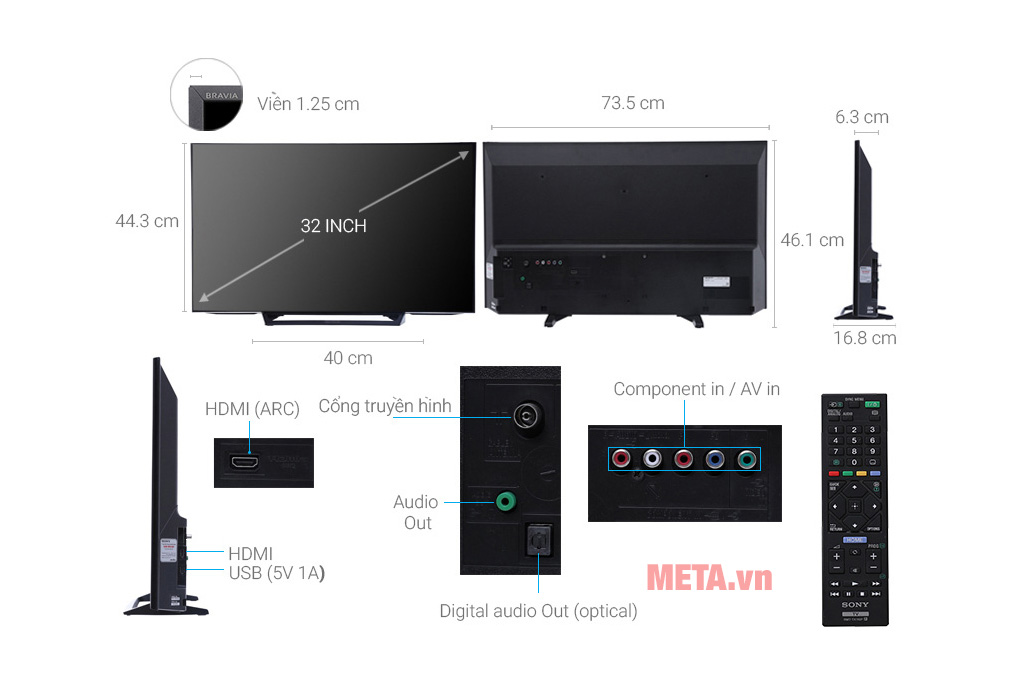 Tivi Sony 32 inch KDL-32R300E - META.vn
