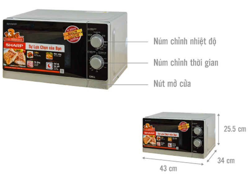 Lò vi sóng cơ có nướng Sharp R-G222VN-S 20 lít - META.vn