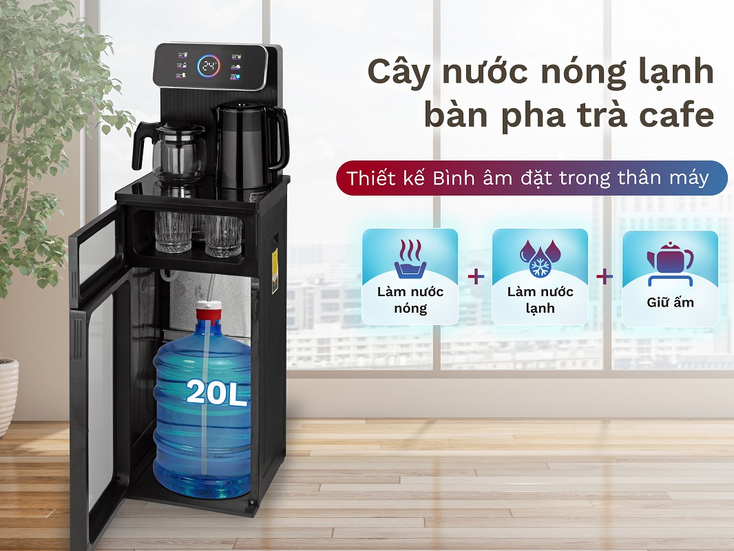 Cây nước nóng lạnh Fujihome TBD22 bình âm kết hợp bàn pha trà, cafe ...