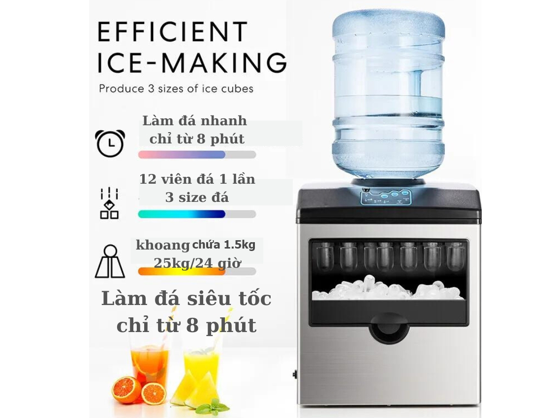 Máy làm đá viên Gourmetmaxx GMI-25KG (25 kg/ngày, kiêm cây nước lạnh) - META.vn