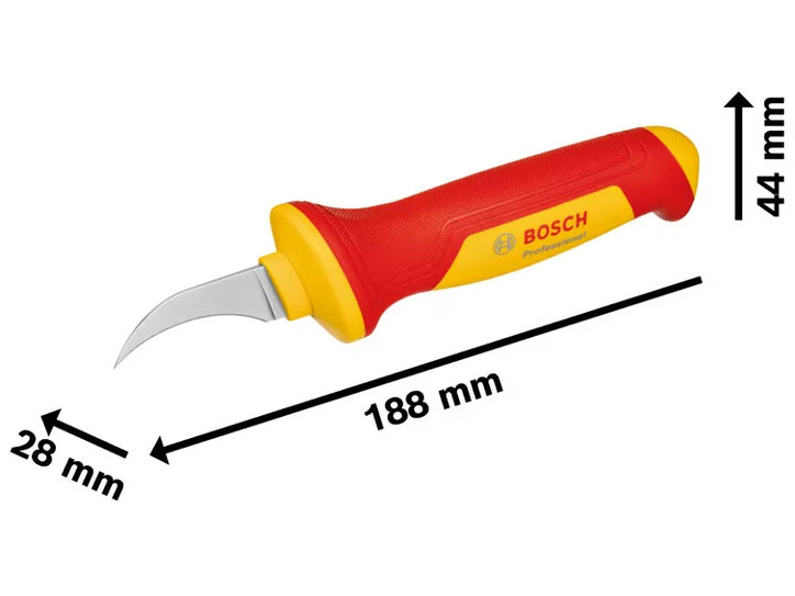 Dao rọc cáp lưỡi cong cách điện Bosch 1.000V VDE 1600A02NF6 - META.vn