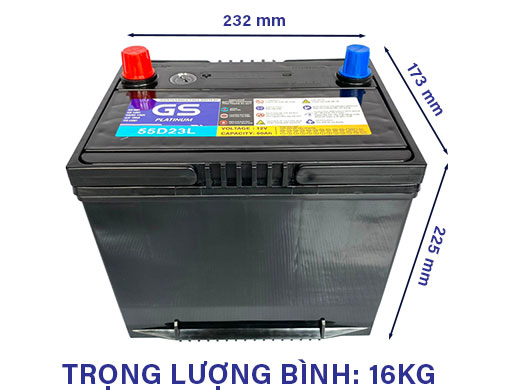 Ắc quy khô ô tô GS MF 55D23L (12V - 60AH, cọc trái) - META.vn