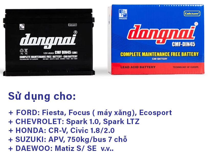 Ắc quy khô Đồng Nai CMF DIN430-LBN (12V - 45AH) - META.vn