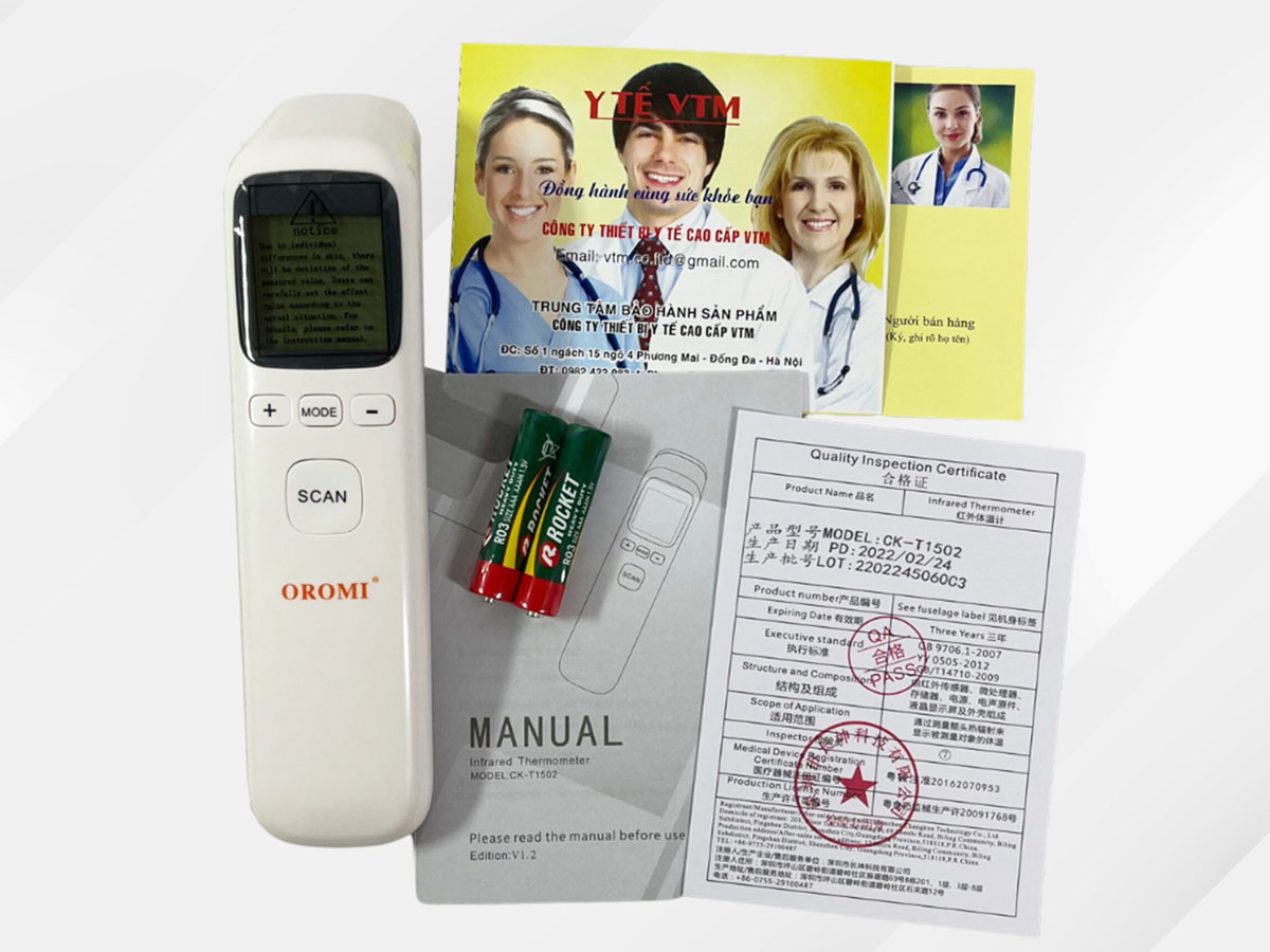 Nhiệt kế điện tử hồng ngoại Oromi CK-T1502 - META.vn