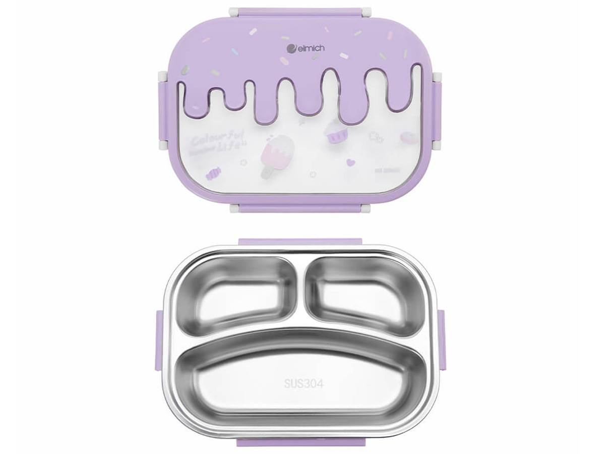 Hộp cơm cho trẻ em 3 ngăn inox 304 Elmich Babycare EL-0009N3 (650ml) - META.vn