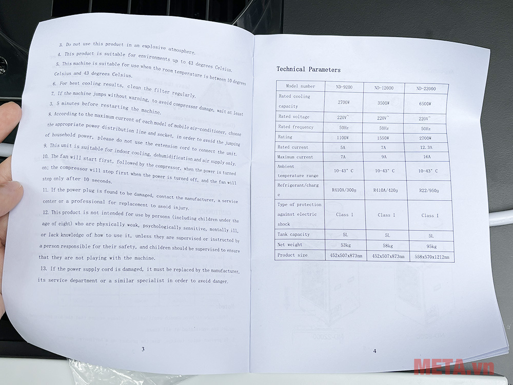 Máy lạnh di động Kyungjin ND-9200 (1.100W) - META.vn