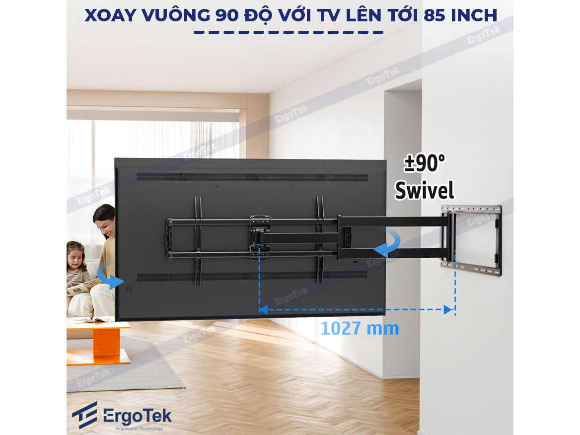 Khung treo TV xoay 90 độ ErgoTek E900 (47 - 90 inch) - META.vn