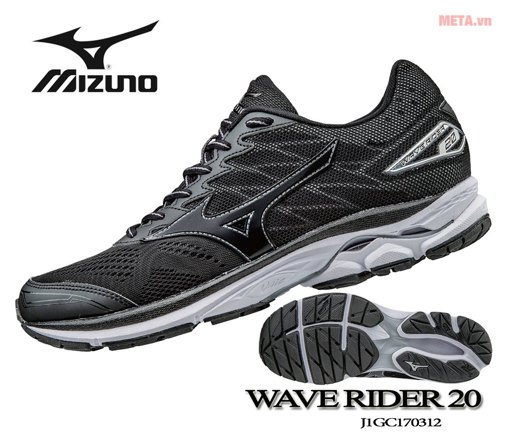 Giày chạy bộ nam Mizuno Wave RIDER 20 đen - META.vn